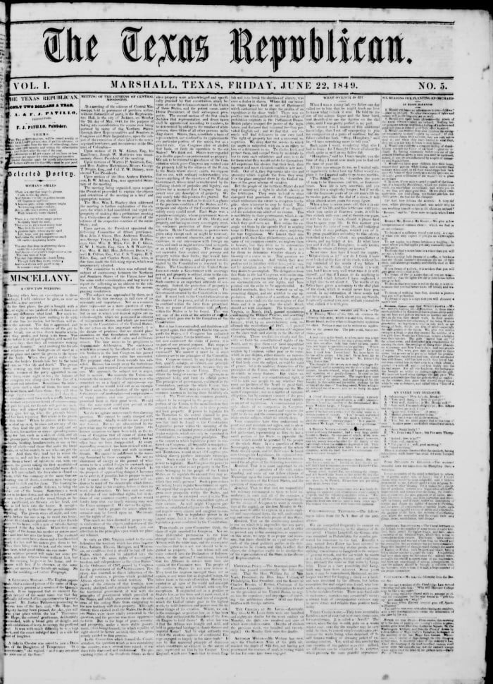 Secessionist paper founded in Marshall