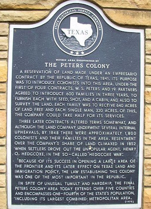 Republic of Texas authorizes ill-fated Peters colony