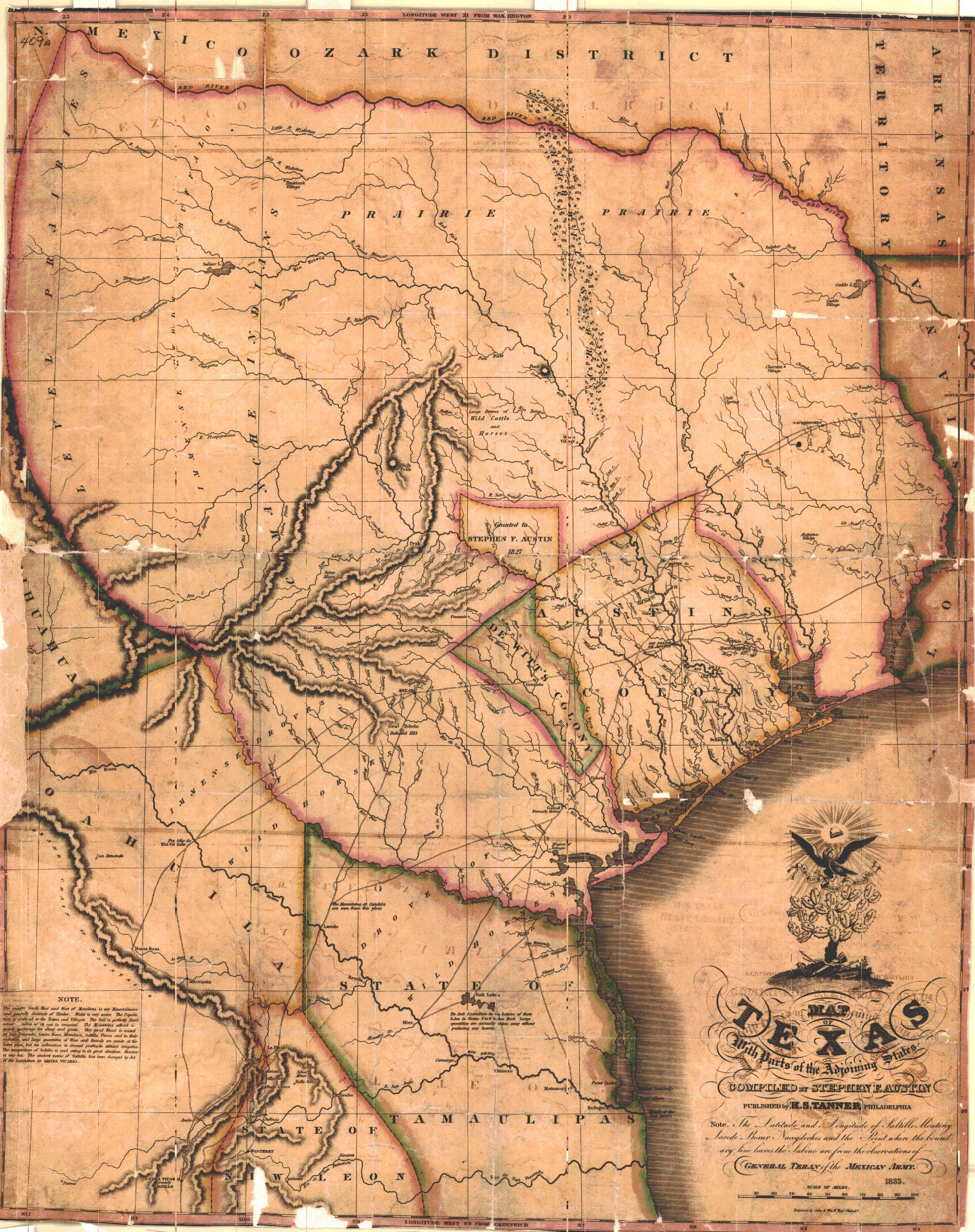 Mapa De Concesión De Tierras De Stephen F Austin